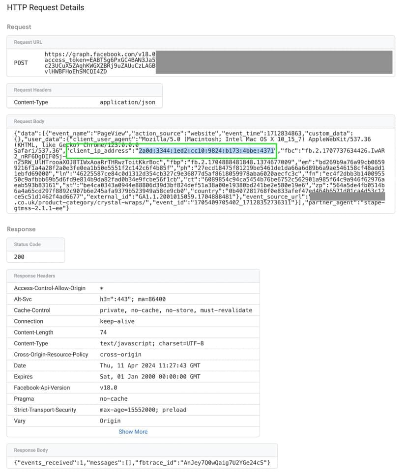 Overcome errors with update to IPv6 for Facebook events - Stape