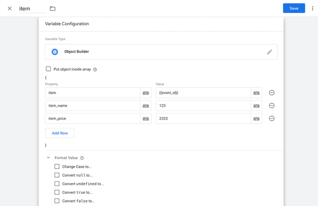 Object Builder Variable for server Google Tag Manager - Stape