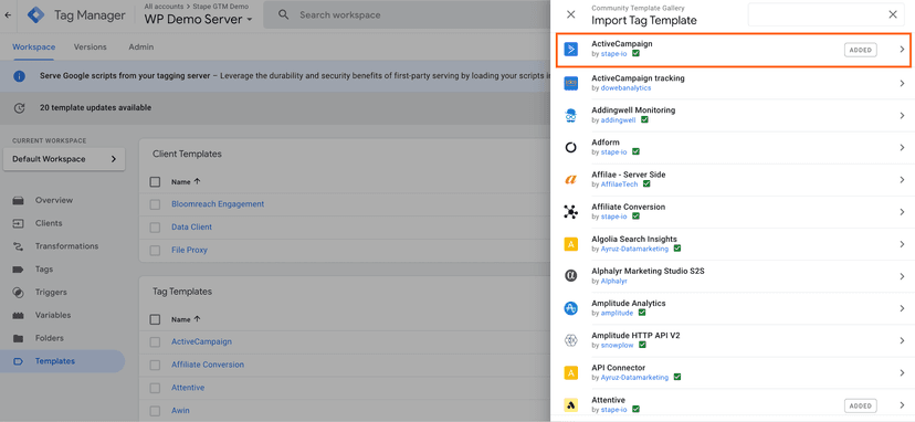 Integrate ActiveCampaign using GTM Server container - Stape