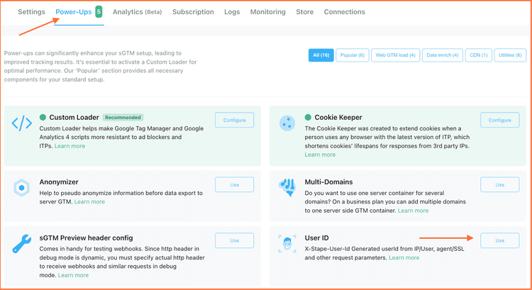 Improve sGTM event data with User IDs using Stape’s power-up