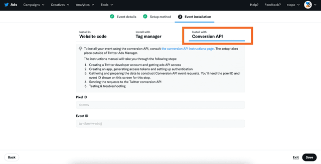 Twitter conversion API tag for sGTM - Stape