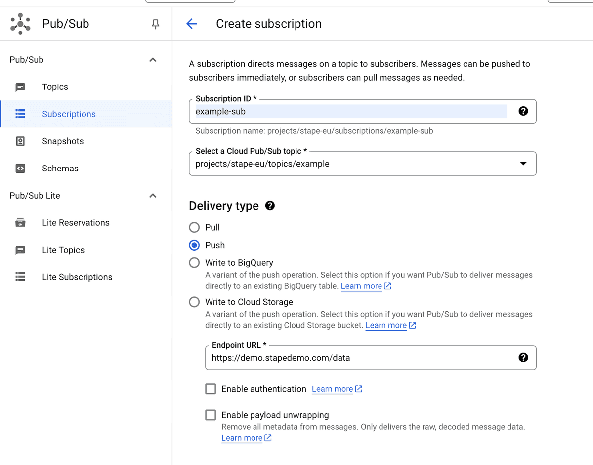 Pub/sub push subscriptions explained & setup guide - Stape