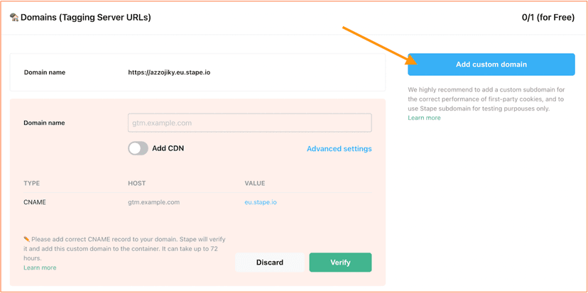 How to set up tagging server URL for server GTM - Stape