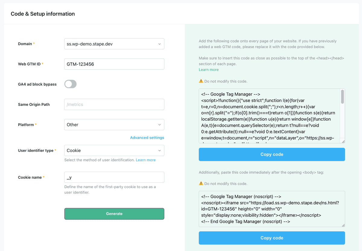 Meta CAPI for a custom website via sGTM - Stape
