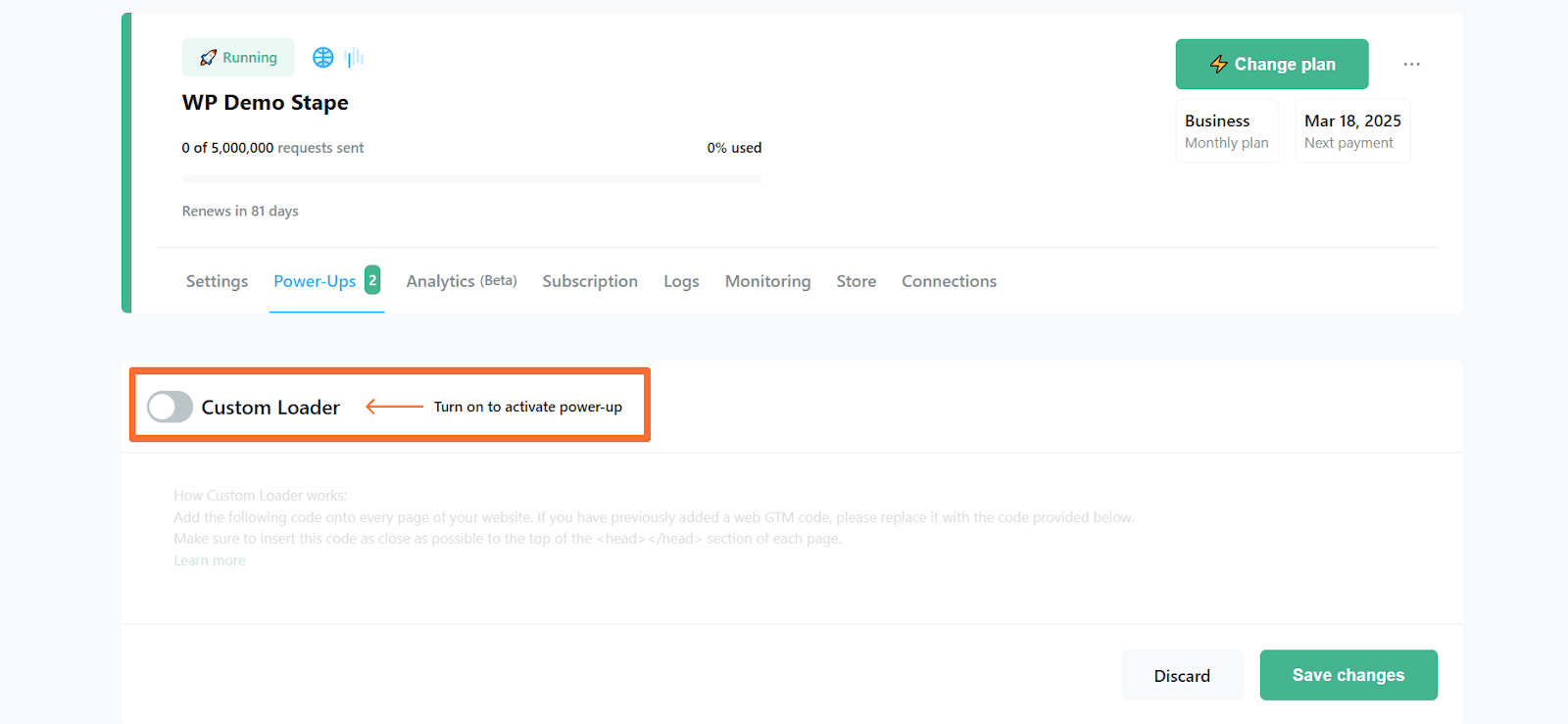 Custom Loader Power-Up | Stape