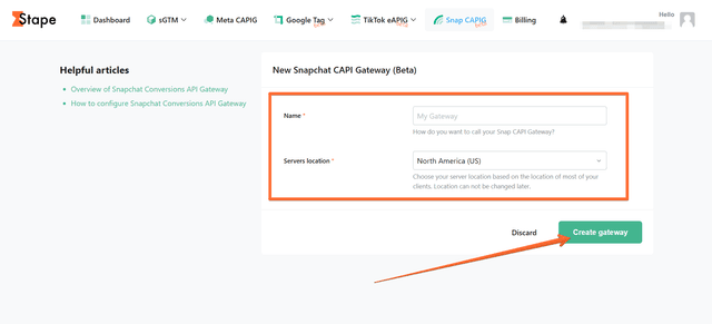 How to Configure Snapchat Conversions API Gateway | Stape