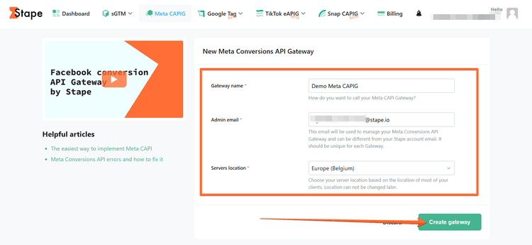 How to Configure Meta Conversions API Gateway | Stape