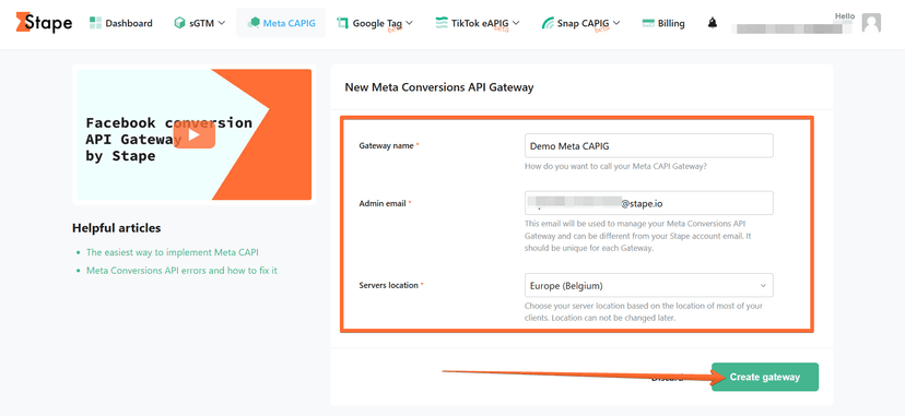 How to Configure Meta Conversions API Gateway | Stape