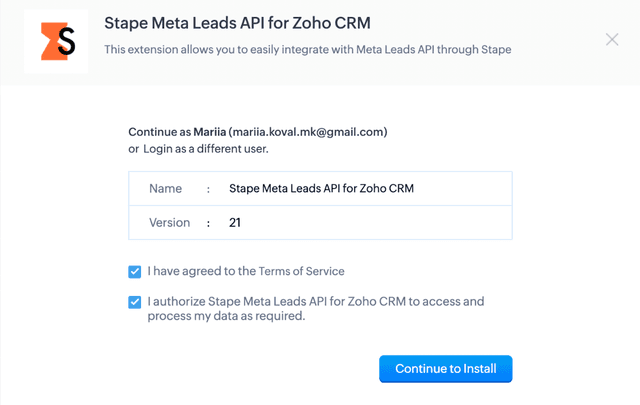 [Zoho CRM] Meta Leads API by Stape | Stape