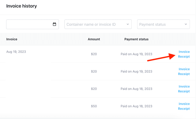 Download Invoice | Stape Documentation