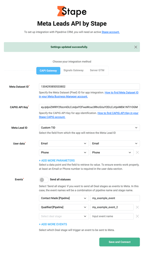 [Pipedrive] Meta Leads API by Stape | Stape