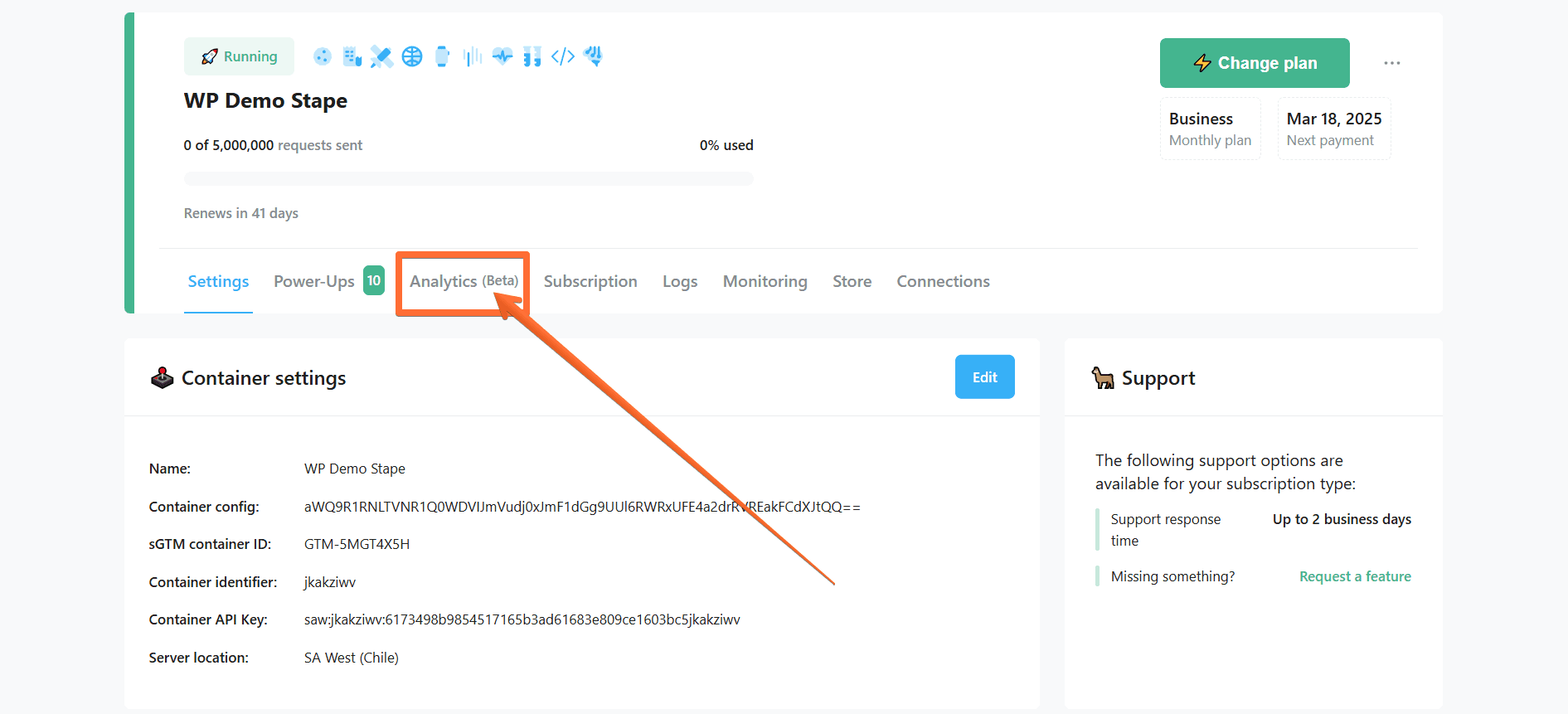 Stape Analytics Feature | Stape