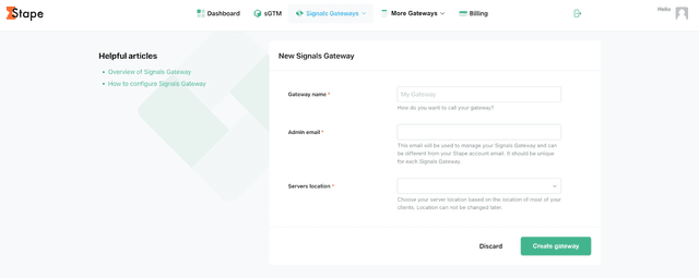 How to Configure Signals Gateway | Stape