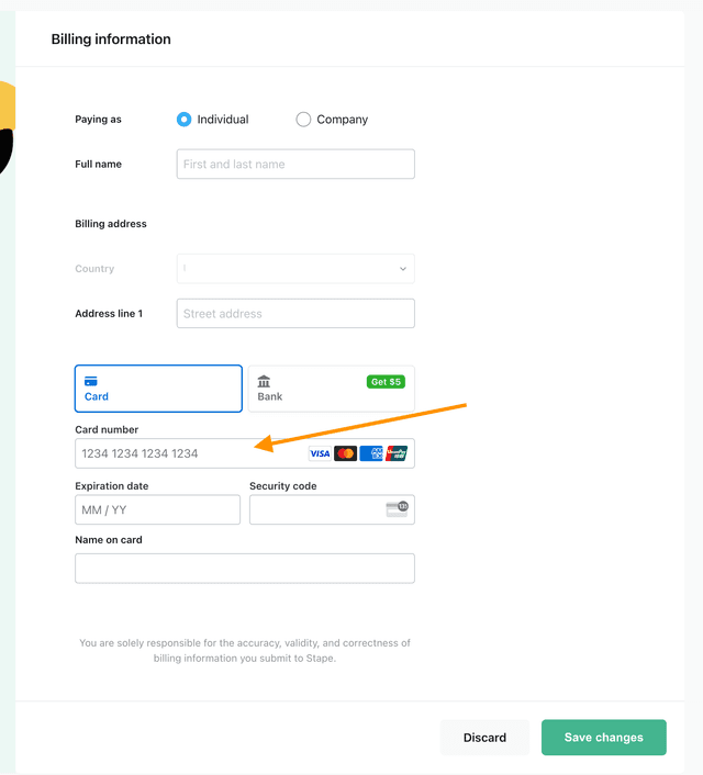 Change Payment Method for Your Subscription | Stape Documentation