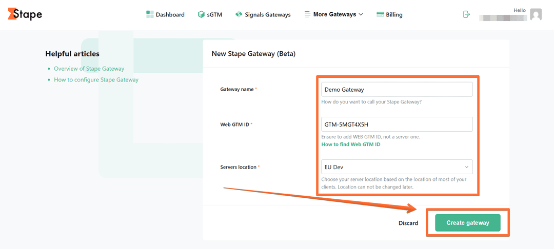 How to Configure Stape Gateway | Stape