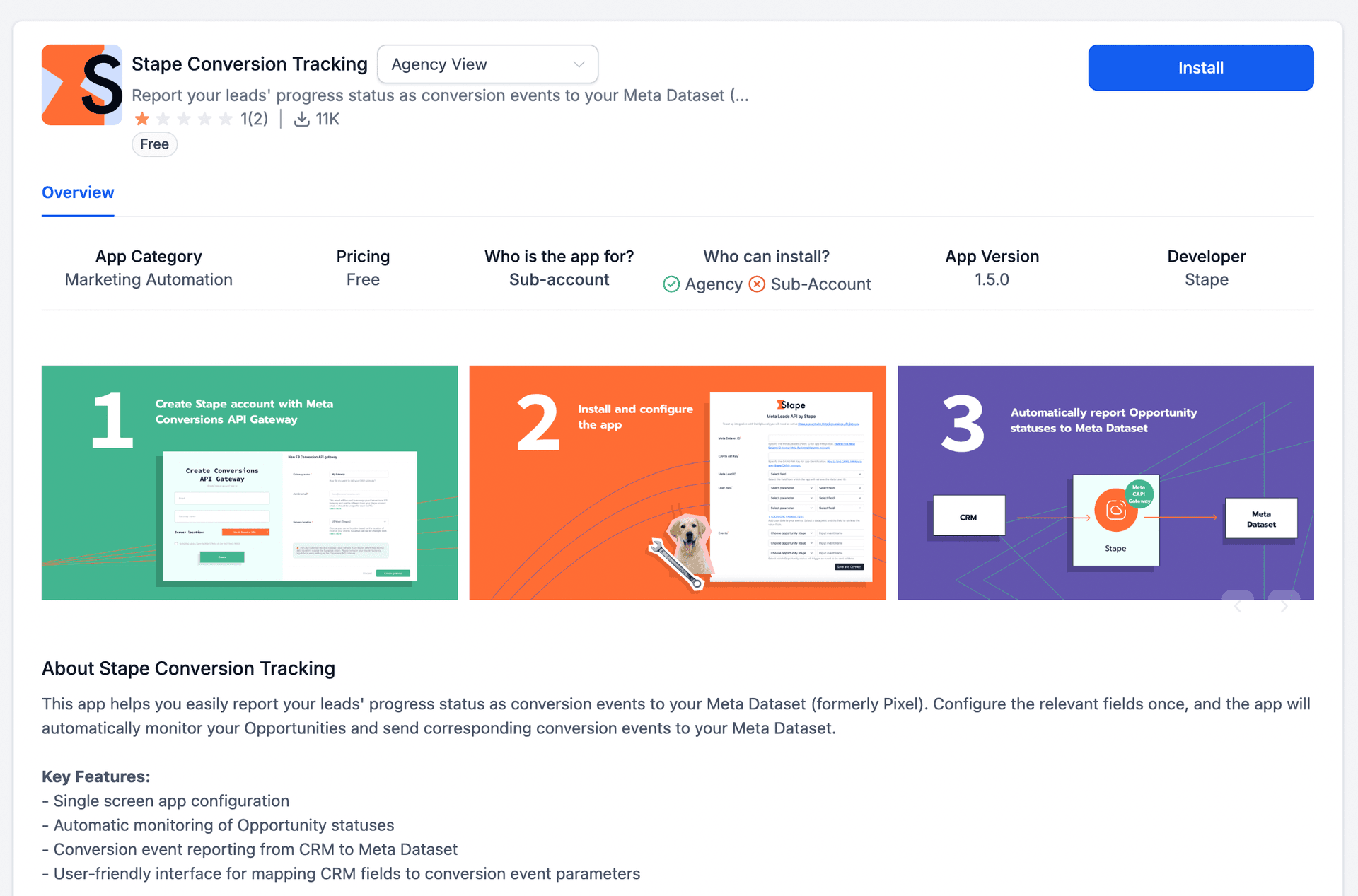 Stape Conversion Tracking HighLevel app - Stape solution